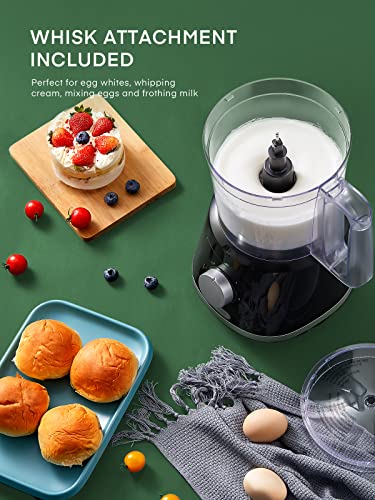 FOHERE Food Processor 8 Cup Food Chopper With Five Stainless Steel & BPA Free Accessories - Chopping, Slicing, Shredding and Whisking, 2 Speeds and Pulse Function, Black
