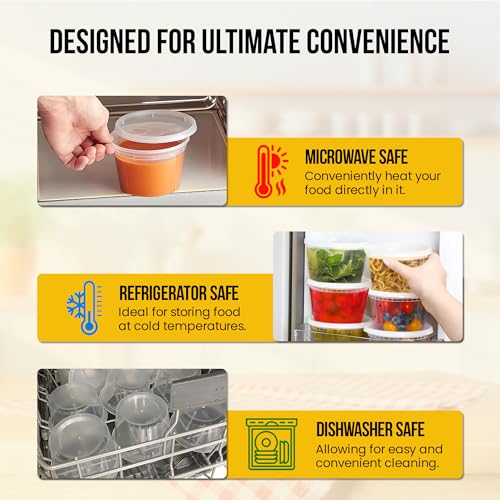 OCS Parts 240-Pack 16 Ounce Plastic Deli Containers with Lids | Stackable, Microwavable, Freezer and Dishwasher Safe BPA Free Reusable Plastic Food Containers for Home and Commercial Use