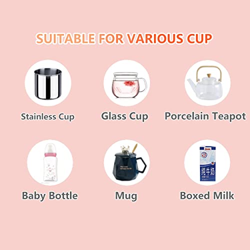 Coffee Warmer for Desk, with Mug Set. Cup Warmer Tea Warmer, Electric Beverage Warmer, Drink Warmer for Cocoa, Tea, Milk (Pink)