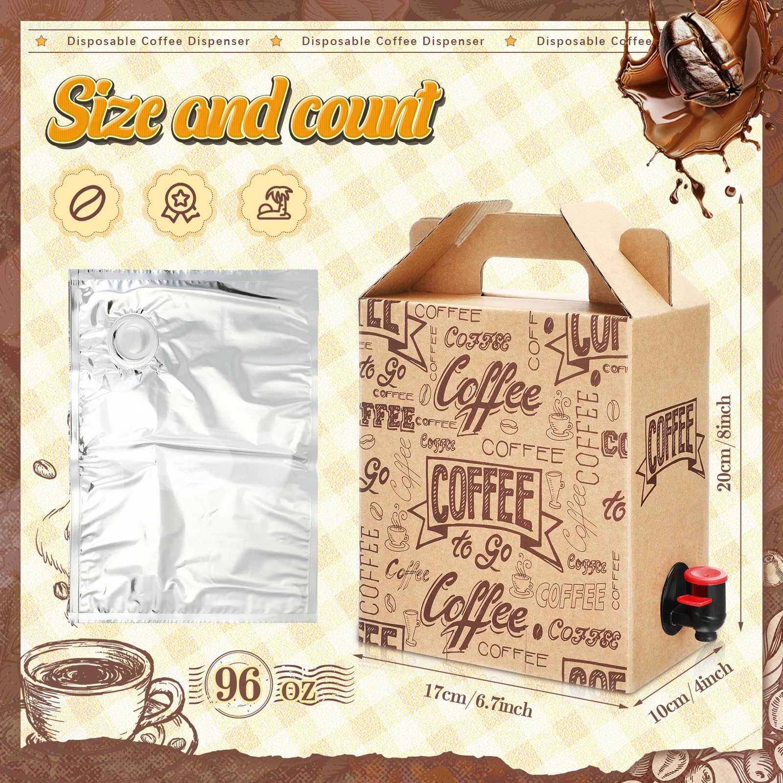 Resholder 10 Pack Coffee to Go Box Container for Catering 96 OZ Disposable Coffee Boxes Dispenser Insulated Server for Catering Liquid Carrier