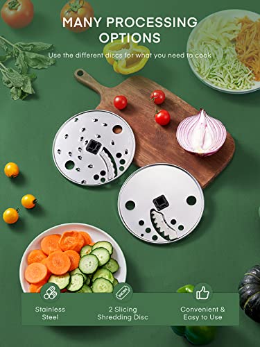 FOHERE Food Processor 8 Cup Food Chopper With Five Stainless Steel & BPA Free Accessories - Chopping, Slicing, Shredding and Whisking, 2 Speeds and Pulse Function, Black