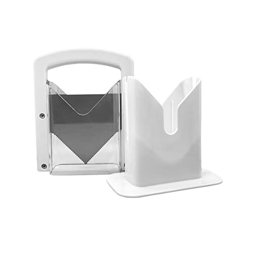 Bagel Slicer, Safety Handle,Bagel Cutter Stainless Steel (White)