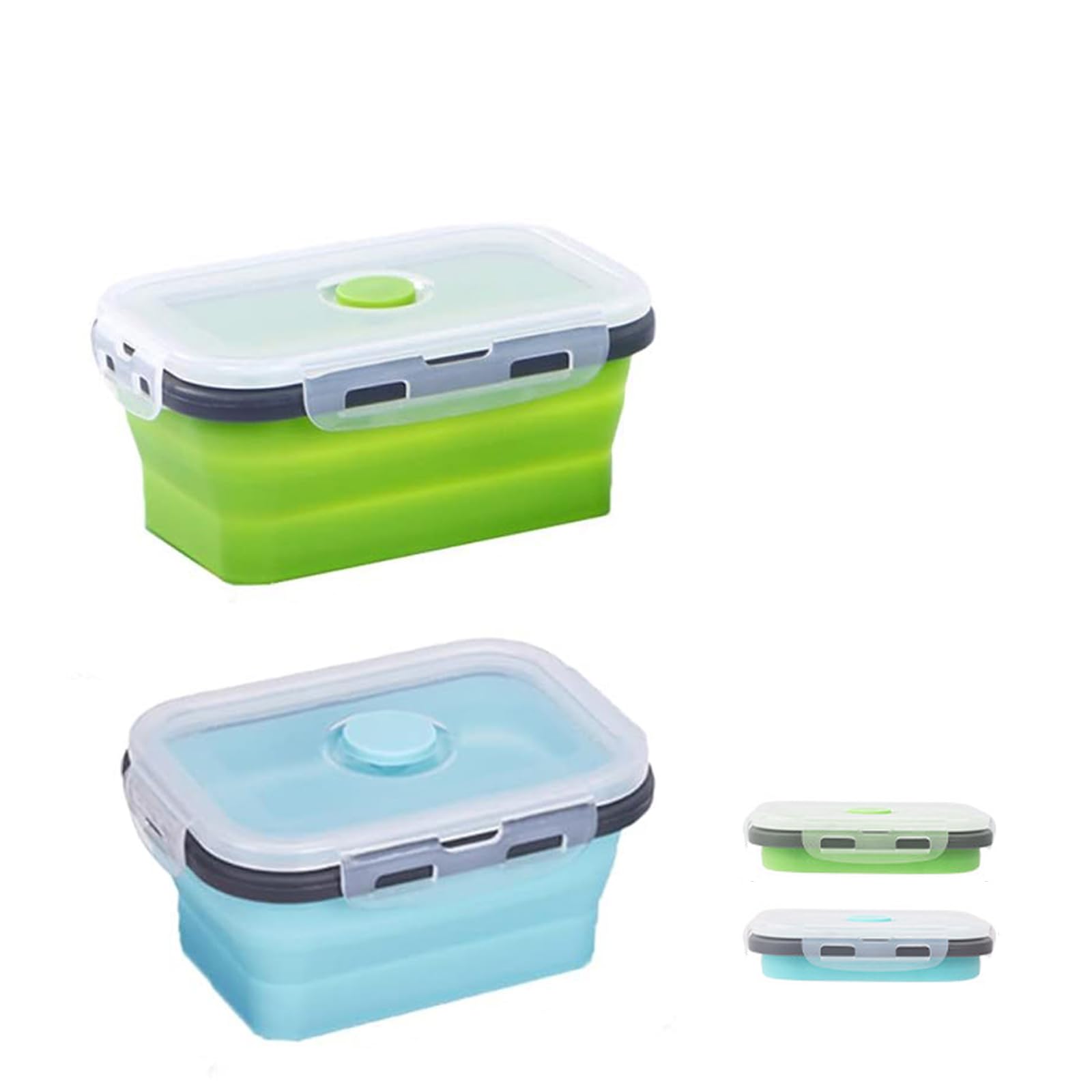 ABSOK 2 Pcs Collapsible Food Storage Containers with Lids and Vent, Silicone Food Storage Containers, Microwave Freezer Dishwasher Safe