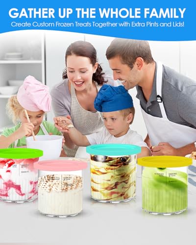 EIIORPO for Ninja Creami Deluxe Pints and Lids - 4 Pack 24oz NC501 NC500 Series Creami Deluxe Pint Containers Replacement Compatible with 11-in-1 Ninja Ice Cream Maker