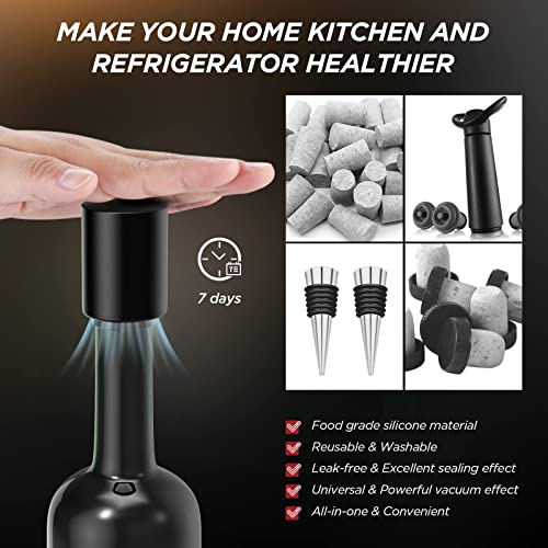 Forias Electric Wine Opener, Automatic Wine Bottle Opener Set with Rechargeable Wine Opener,Electric Wine Aerator Pourer,Vacuum Wine Stopper and Foil Cutter 4-in-1 Wine Gift Set