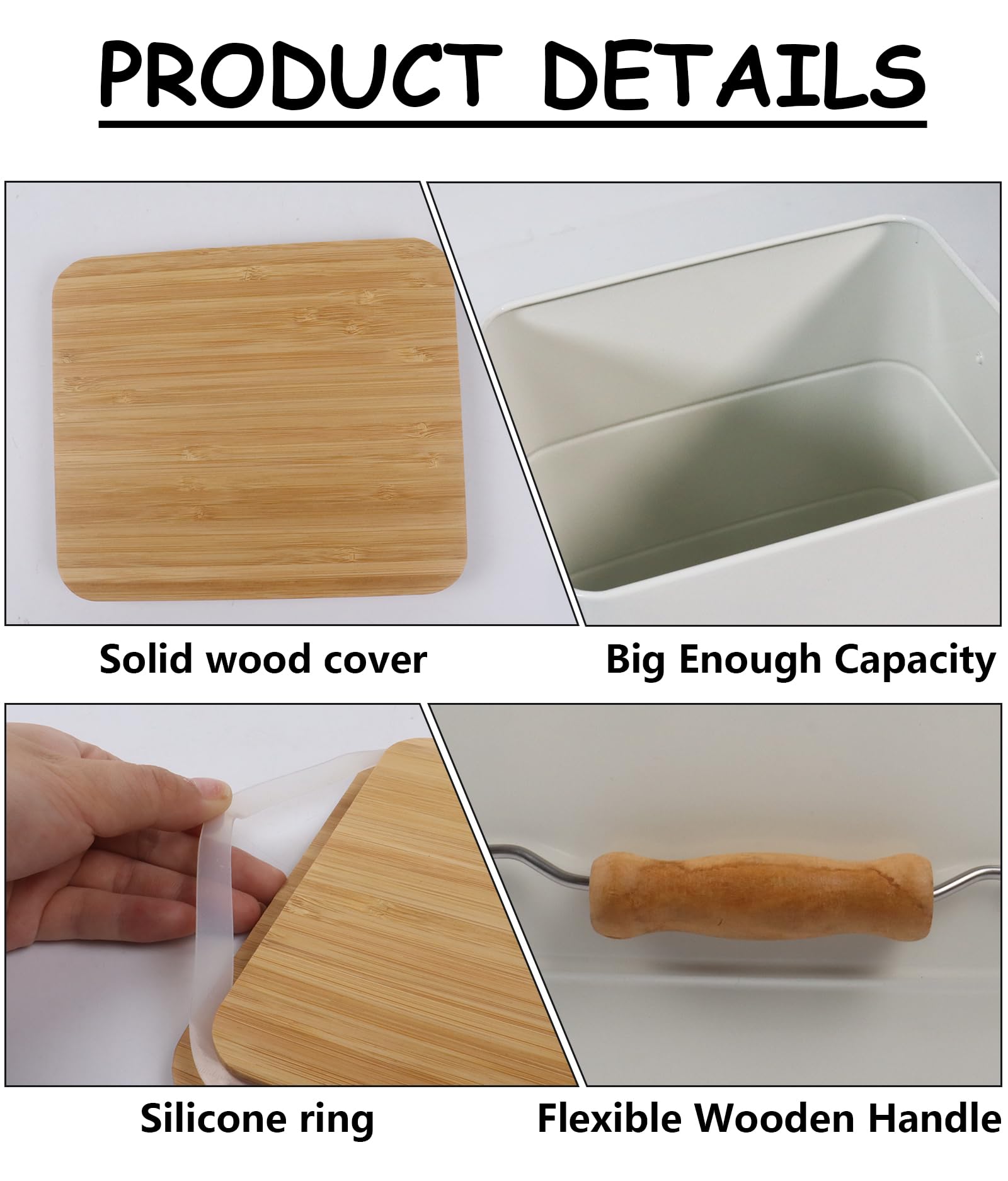 Eco-Friendly Bamboo Lid Metal Garlic Storage Box with Ventilated Countertop Vegetable Bin for Ginger, Potatoes, and Onions - Airtight, Portable Kitchen Organizer