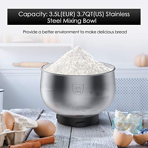 Stand Mixer, 1000W Kitchen Mixer Electric Food Mixer, 6 Speeds with 304 Stainless Steel Bowl Tilt-Head Dough Mixer, Dough Hook, Whisk, Beater, Splash Guard & Scraper