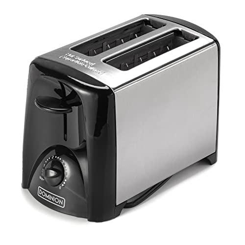 Dominion 2-Slice Toaster with Shade Control, Slide-Out Crumb Tray, Auto-Shutoff, Faster Heating Speed, Toast Lift, Second Generation, Stainless Steel / Black