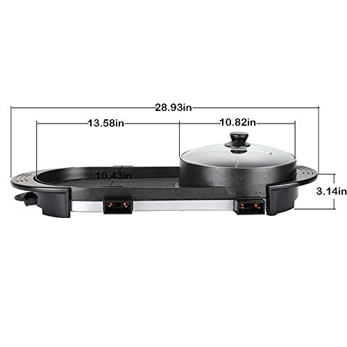 Comft Hot Pot and Grill, 2 In 1 Electric Hot Pot Grill Cooker with Dual Temperature Control Multi-Functional Smokeless Shabu Korean BBQ Pan Indoor Large Capacity Non-Stick, Capacity for 2 - 12 People