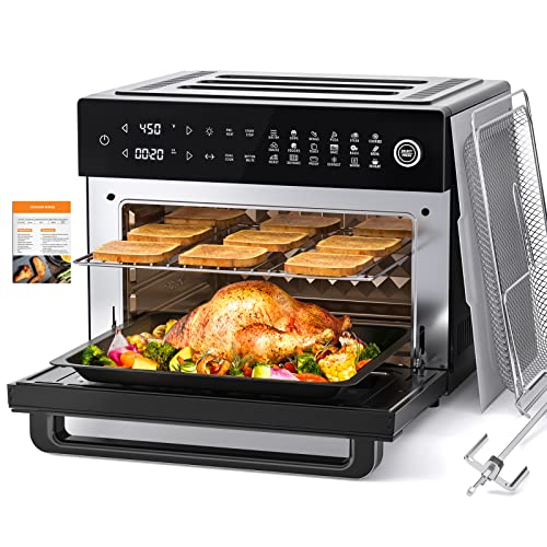 Aeitto 30L Large Air Fryer Toaster Oven Combo,with Rotisserie and Dehydrator, 19-In-1 Digital Convection Oven Countertop Airfryer, Fit 13" Pizza, 9pcs Toast, 6 Accessories, 1800w, Black