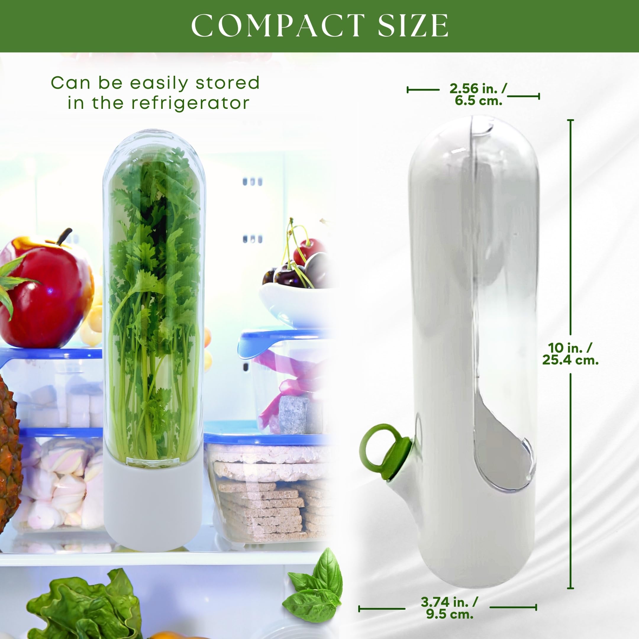 Happy Shopper Deluxe Herb Keeper for Refrigerator Set of 3 β Compact Herb Saver with Built-in Ventilation, and Water Reservoir β Keeps Herbs Fresh Longer in Fridge or Countertop