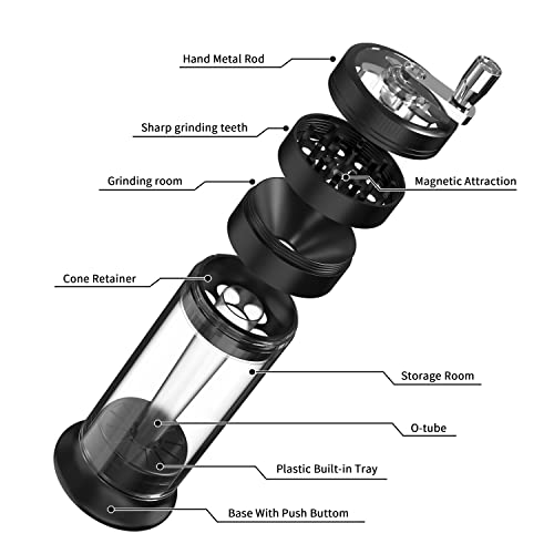 Herb Grinder 3-in-1 Hand Crank Spice Rolling Milling Loader Roller Filler Flower Buds Storage with Mangetic Liq Crusher Grinding