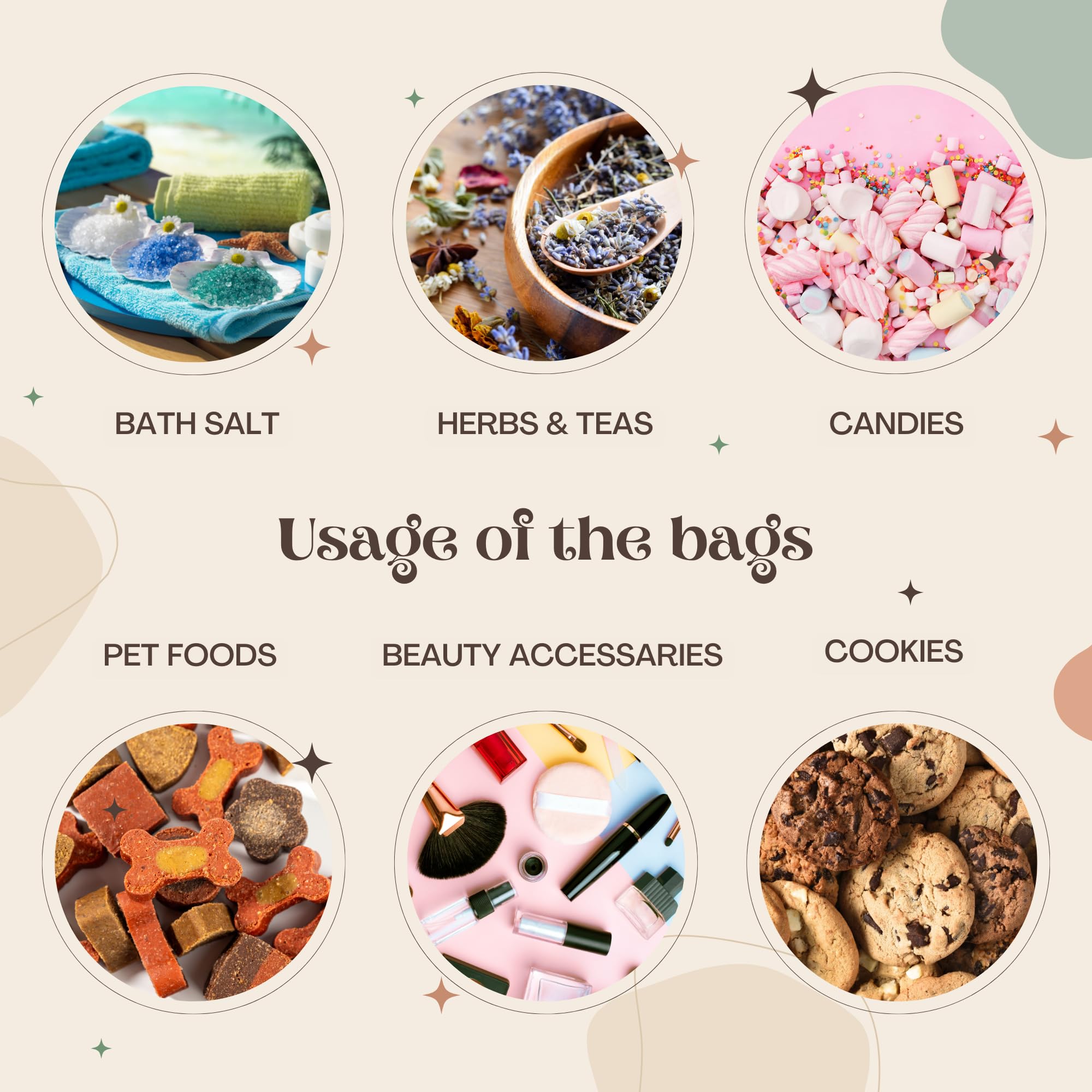 Cute Animal Goodies Bags | Reusable Stand Up Pouch with Clear Window | Zipper Closure | Resealable | Heat-Sealable | Great for Gift & Small Business (3 SIZE, 24, Count)