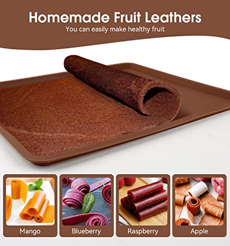 4 PCS Silicone Dehydrator mats with Edge, Fruit Roll Sheet Compatible with Cosori CP267-FD & Magic Mill, BPA-Free Silicone Tray Liners for Fruit Leather, Vegetables, Meat, Herbs and Liquid