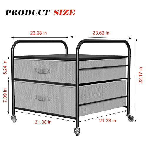 Fridge Stand with Storage, WAYTRIM Kitchen Fridge Stand Mini Fridge Organizer Stand for Dorms Refrigerator Stand with Metal Frame Wooden Tabletop 4 Swivel Wheels for Mobility