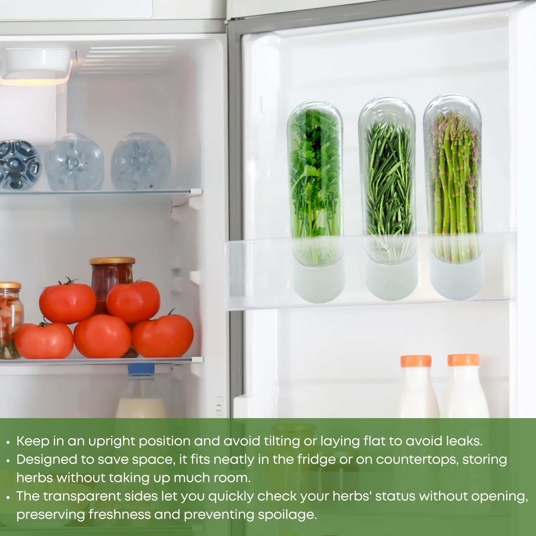 Happy Shopper Deluxe Herb Keeper for Refrigerator Set of 3 β Compact Herb Saver with Built-in Ventilation, and Water Reservoir β Keeps Herbs Fresh Longer in Fridge or Countertop