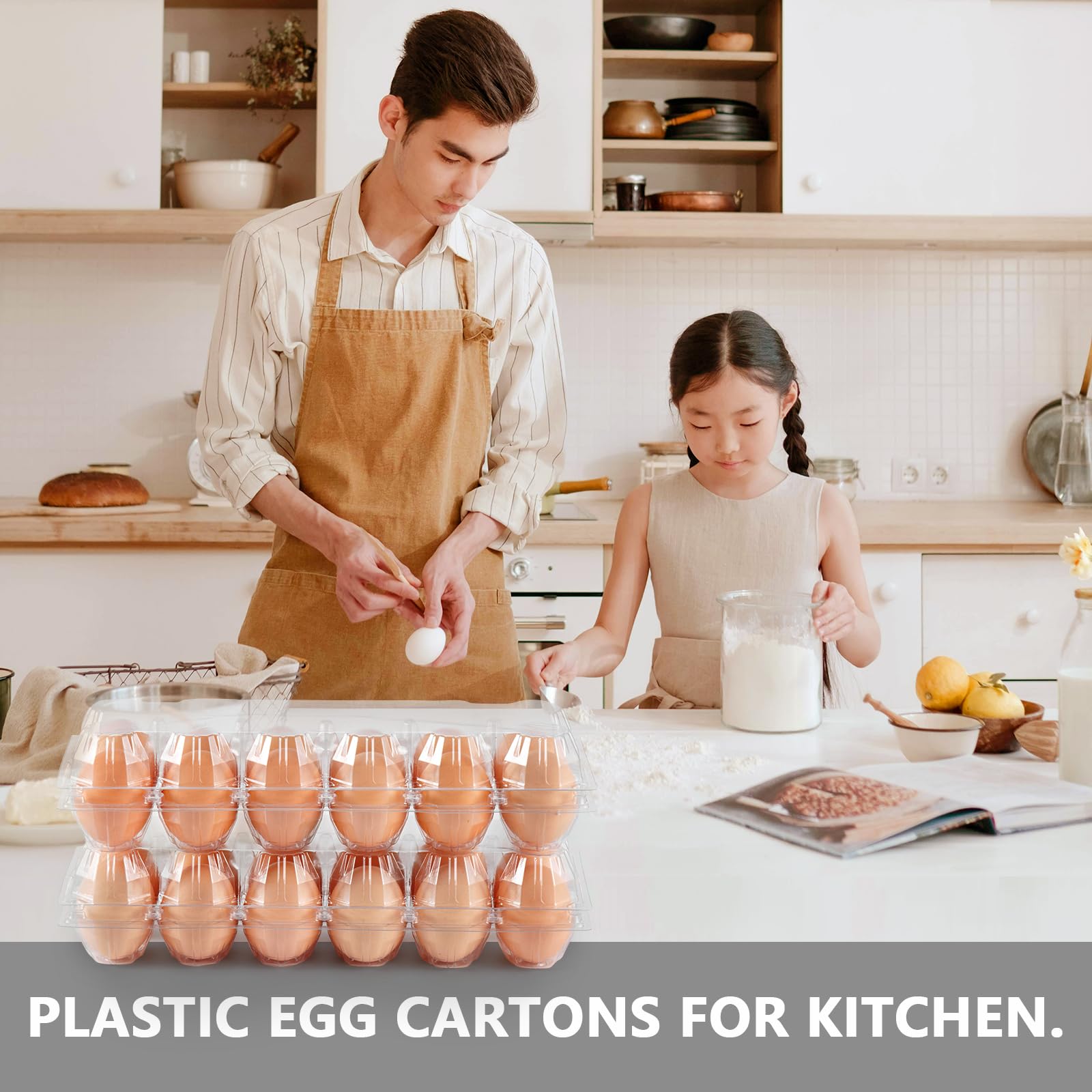 60PCS Egg Cartons Reusable Plastic Egg Carton 12 Count, 1 Dozen Clear Blank Egg Cartons Cheap Bulk for Large Eggs, Blank Chicken Egg Tray Holders for Family, Chicken Farm, Business Market Display