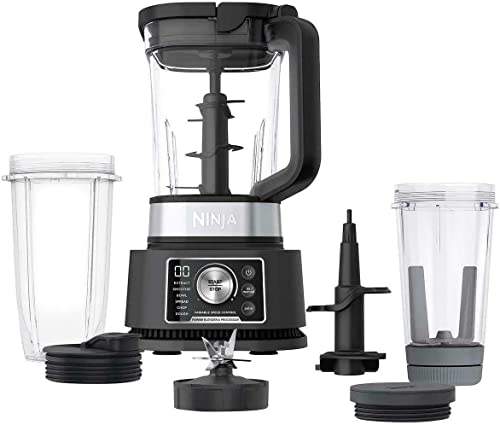 Ninja CO351B SS351 Foodi Power Pitcher System, Smoothie Bowl Maker, 4in1 Blender + Food Processor, Single Serve Blender 1400WP smartTORQUE 6 Auto-iQ Presets (Renewed)