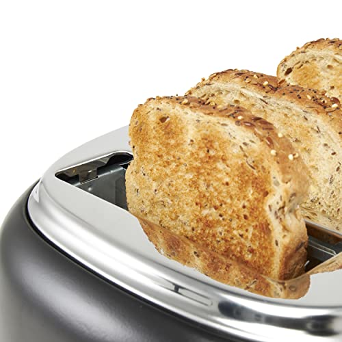 Haden 75083 DORSET 4 Slice Toaster, Wide Slot with Removable Crumb Tray and Settings, Black/Copper