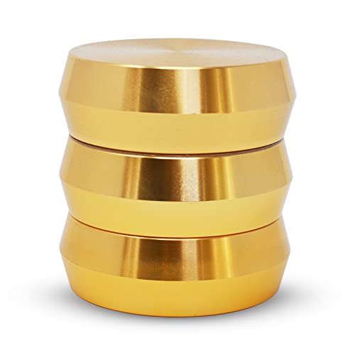 Herb Grinder - Big Aluminum Spice Grinder Mill in Velvet Bag - 3-Piece Metal Grinder with Sharp Teeth, Magnetic Lid - Easy to Use Manual Herbal Grinder - Decorative Dry Herb Grinders – Gold