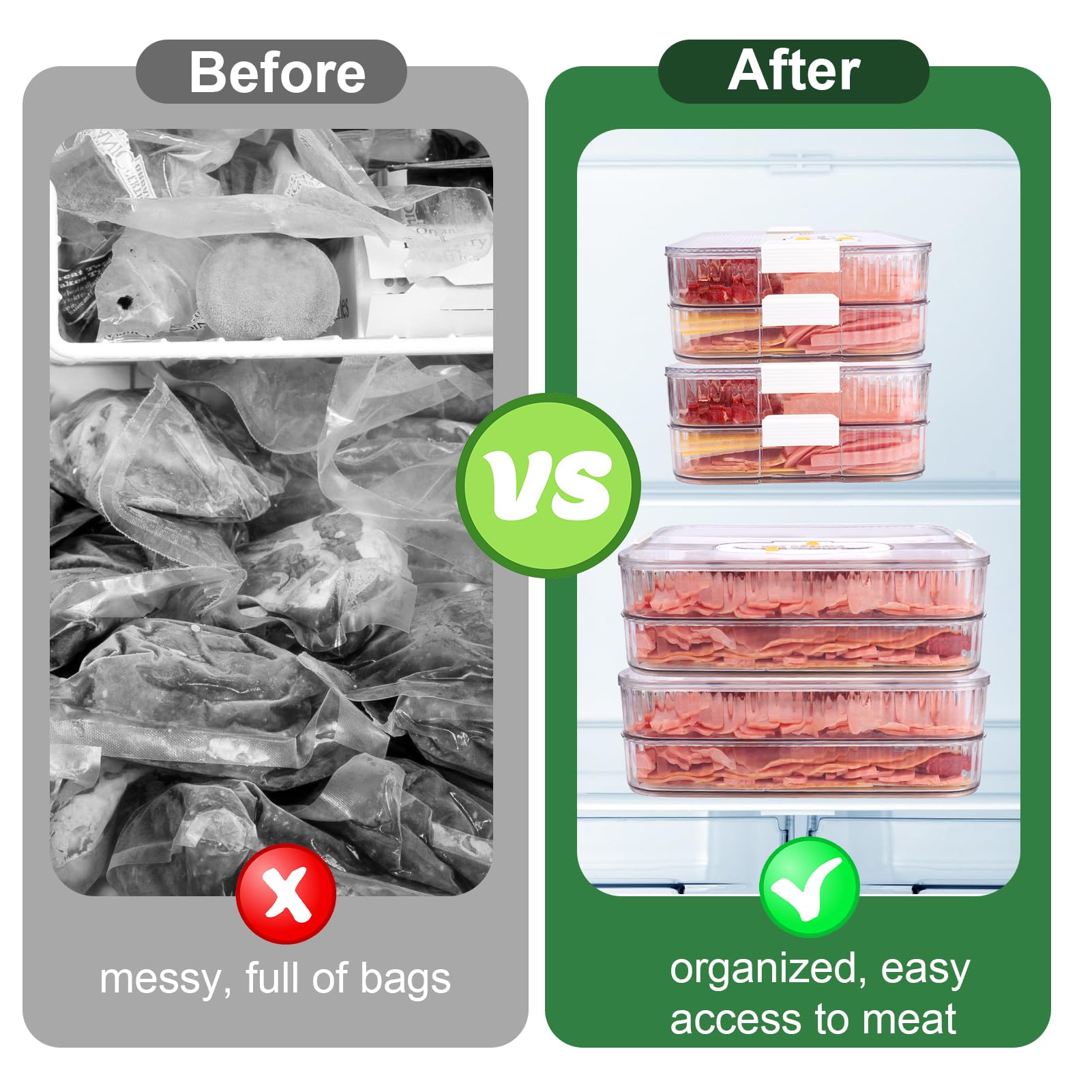 AIERSA Deli Meat Container for Fridge, Lunch Meat Container for Refrigerator, Food Storage Containers with Lids for Cheese, Cold Cuts, Bacon, Ham, Sandwich Meat Keeper, Airtight