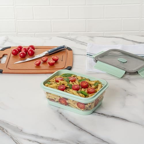 Restaurantware-Fresh Hero 40 Ounce Storage Containers, 1 Durable Airtight Food Containers - Microwavable, Freezable, Green Plastic Collapsible Containers, Dishwashable, With Vented Lids