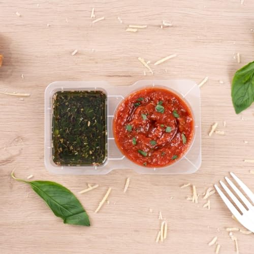 Reusable Snack Packs, Nut and Cheese Snack Containers, Reusable Snack Pack Containers, 2024 New Reusable Snack Container 2 Compartment,100PCS Double Compartment Condiment Container with Lids (50Pcs)