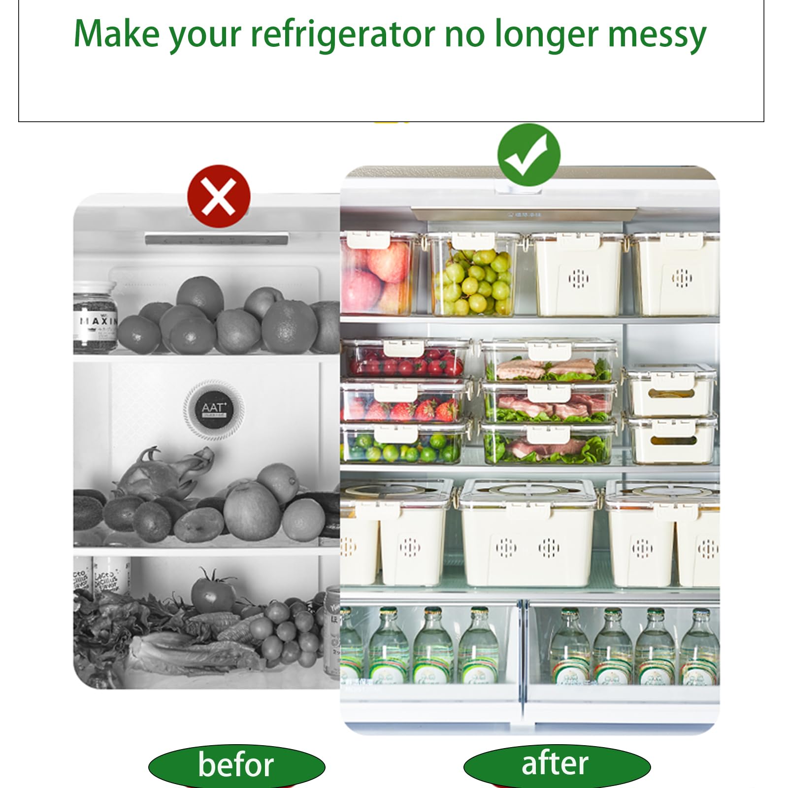 Rzmyencg Fruit Storage Containers for Fridge with Lids and Handle,Refrigerator Organizer Bins,with 4 Removable Colanders,Food Divided Serving Tray with Lid,BPA-Free Vegetable Fresh Produce Saver