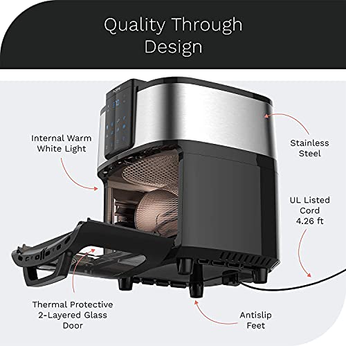 hOmeLabs 11.6 Quart XXL 8-in-1 Air Fryer Oven - Bake, Broil, Dehydrate and More - Complete Set of Dishwasher Safe Accessories Included