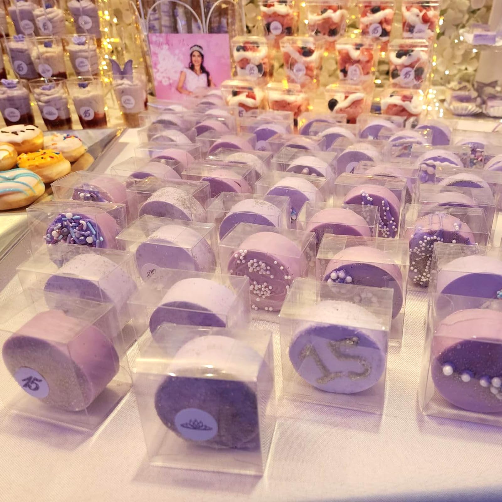 ROSPAKTEK 50Pcs 2.17x2.17x1.38 Inch Single Chocolate Covered Ore Boxes Macaron Boxes Brownie Boxes Treat Boxes Candy Boxes Small Gift Boxes for wedding Bridal Shower Birthday Party Favors