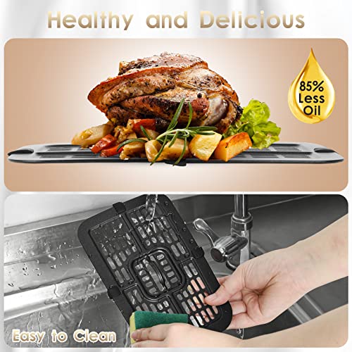 nutrifryer Air Fryer, 4Quart Air Fryer with Grill and Recipe Instructions, Small and Compact Design, 50Pcs Custom Parchment Paper Liners, Non-Stick Basket, 1400W, White