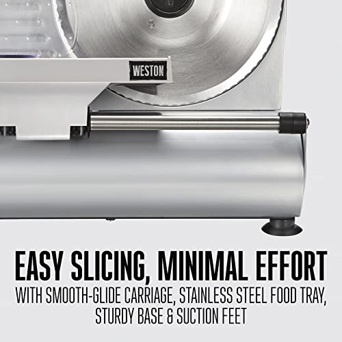 Weston Electric Meat Cutting Machine, Deli & Food Slicer, Adjustable Slice Thickness, Non-Slip Suction Feet, Removable 9" Stainless Steel Blade, Easy to Clean