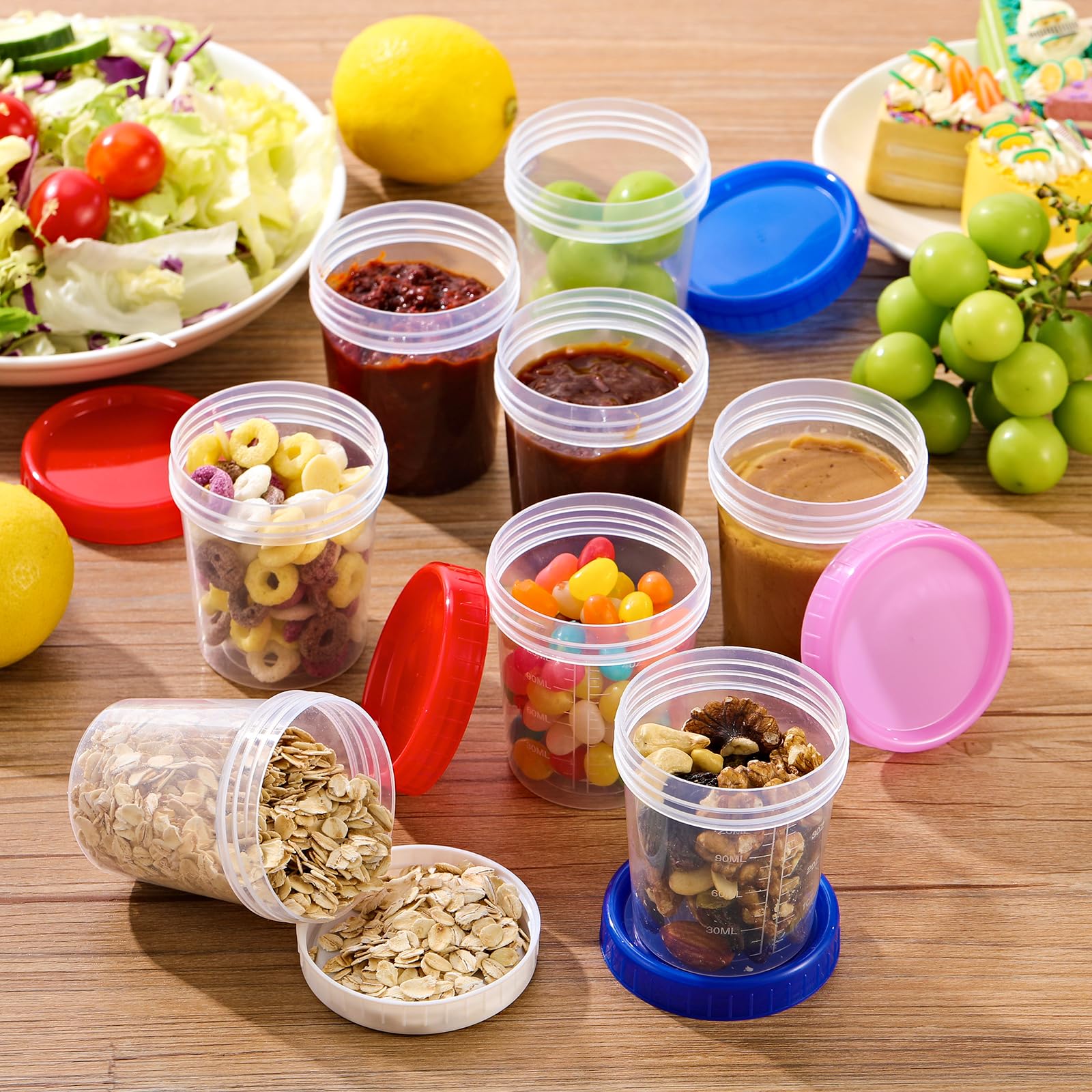 YINCL [20 Pcs] Salad Dressing Container to Go - 4 oz Plastic Condiment Containers with Lids, Reusable Sauce Containers Leakproof Small Containers, 20pcs-4oz