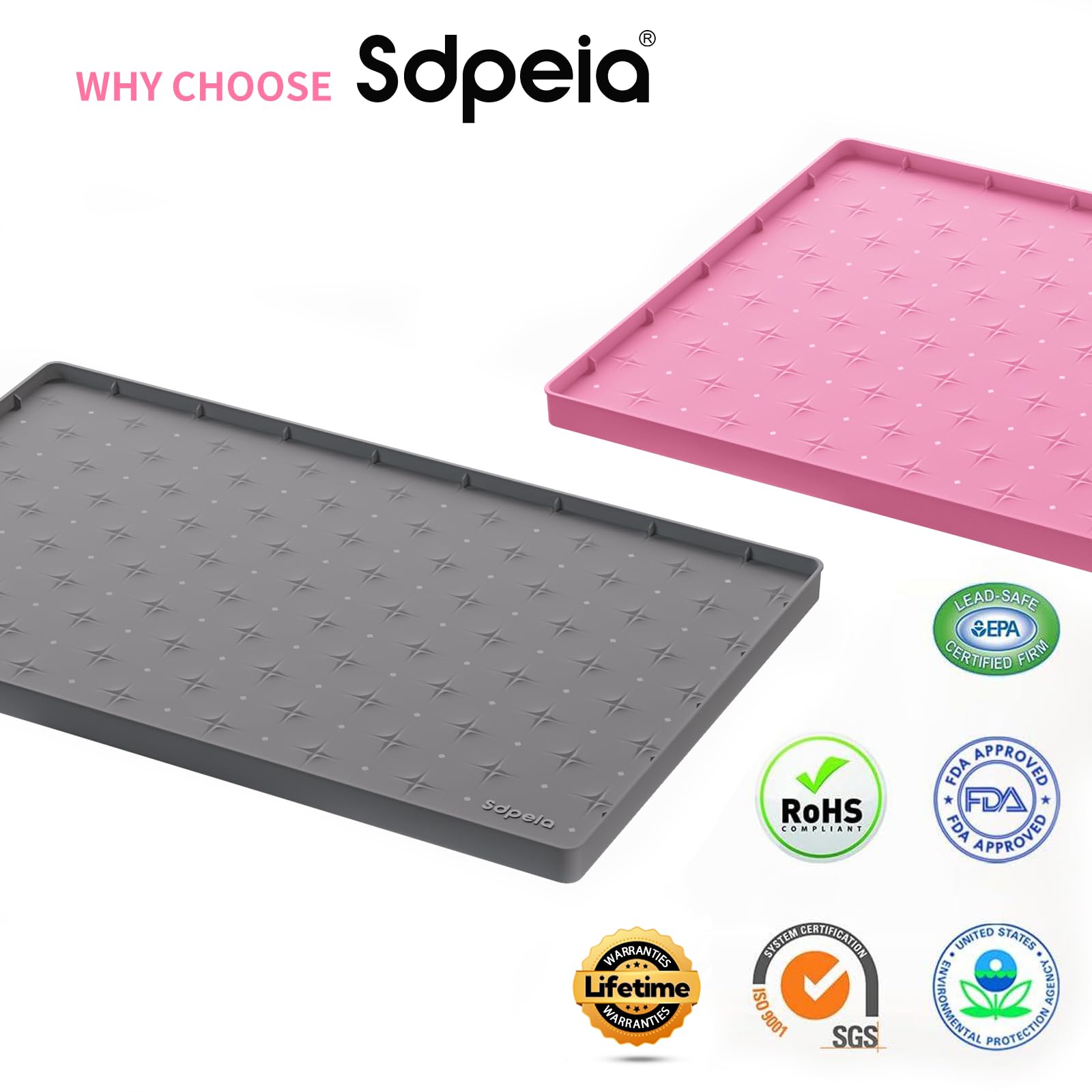 Sdpeia Under Sink Mat for [22" x 22"] Cabinet, Upgraded Silicone Waterproof Mat Kitchen Cabinet Liner Cabinet Protector Kitchen Organizers and Storage