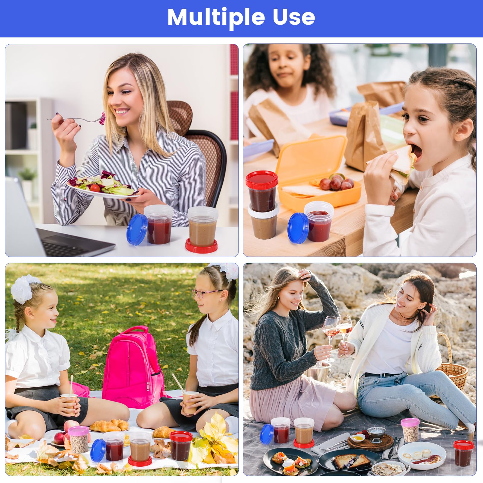 YINCL [20 Pcs] Salad Dressing Container to Go - 4 oz Plastic Condiment Containers with Lids, Reusable Sauce Containers Leakproof Small Containers, 20pcs-4oz
