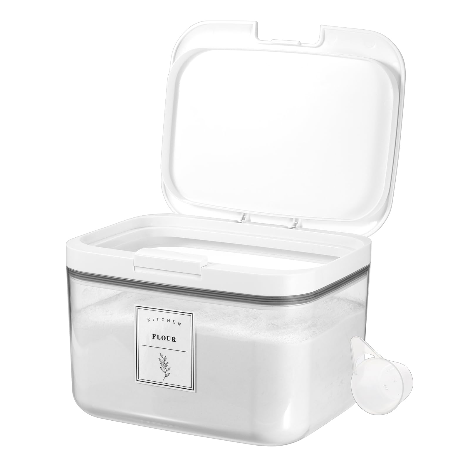 KoKone Flour Storage Container Airtight Rice Container for Kitchen Plastic Rice Dispenser with Lid & Cup Practical Food Storage Container for Grain Sugar Oatmeal Laundry Pods Dishwasher Pods