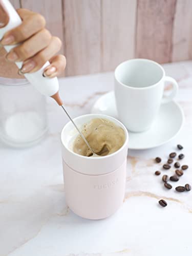 TUCUSA Original Portable Drink Mixer│Milk Frother Handheld │Hand Blender│Electric Whisk for Home & Kitchen │Milkshake Maker│Frother for Coffee, Chocolate, Cappuccino, Latte, Matcha. (CREAM)