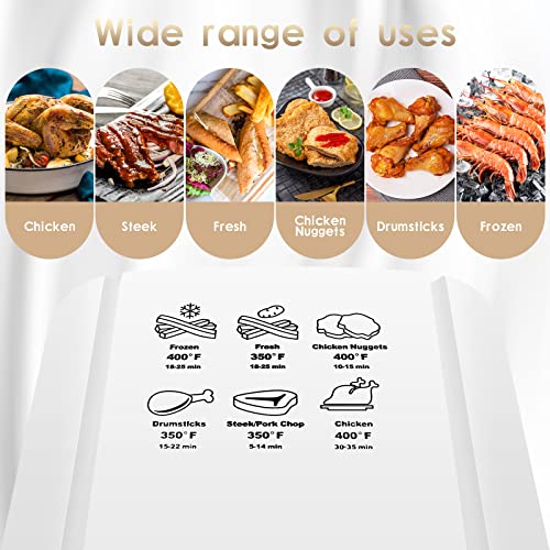nutrifryer Air Fryer, 4Quart Air Fryer with Grill and Recipe Instructions, Small and Compact Design, 50Pcs Custom Parchment Paper Liners, Non-Stick Basket, 1400W, White