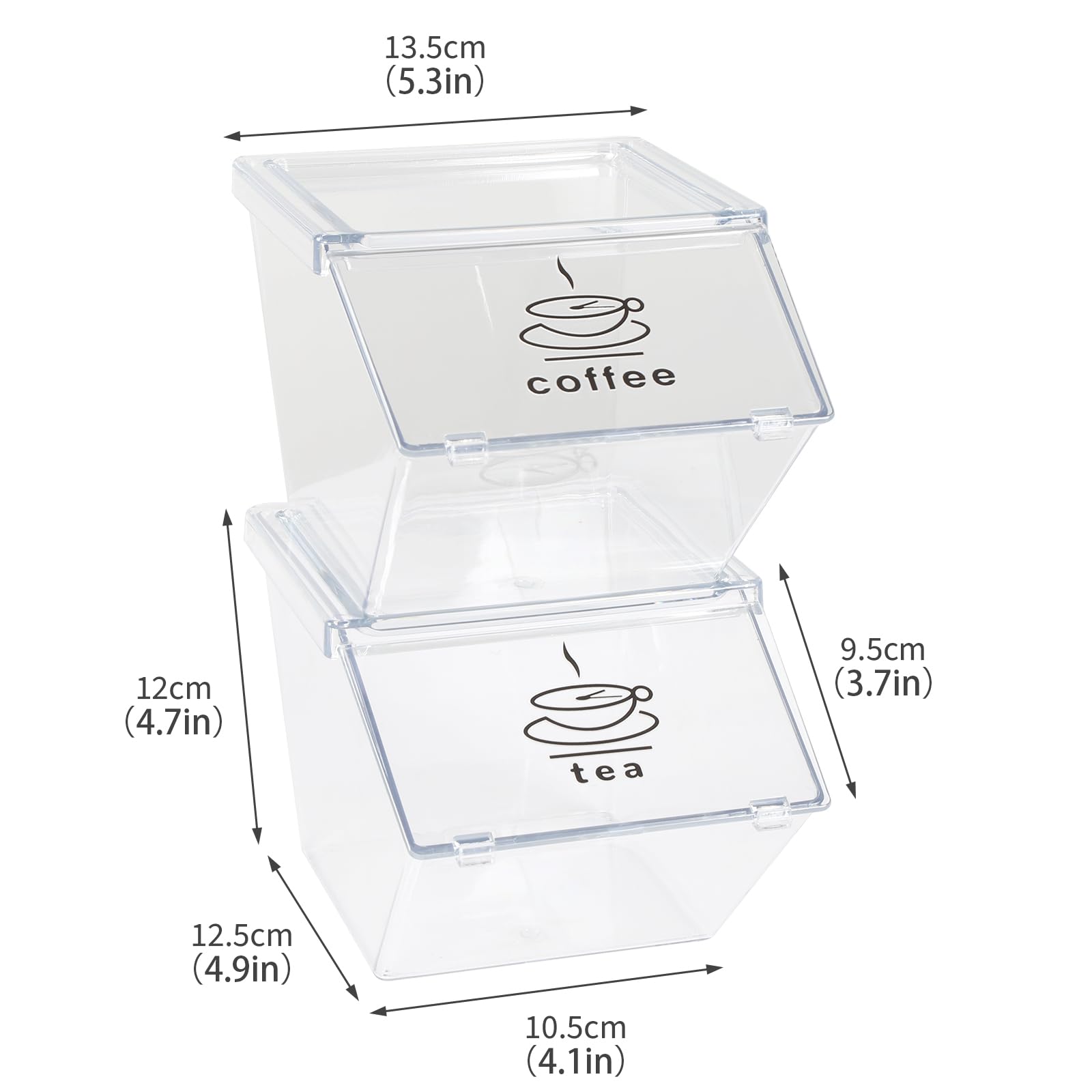 Yomjarl Tea Bag Storage 2 Pack Clear Plastic Tea Display Box Stackable Tea-Bag Holder Organiser Coffee Bar Organiser for Tea Bags,Sugar,Coffee Pods Storage for Kitchen Countertops Cabinets Pantry