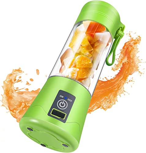 Portable Blender, Personal Blender with USB Rechargeable Mini Fruit Juice Mixer, Personal Size Blender for Smoothies and Shakes Mini Juicer Cup Travel 380ML