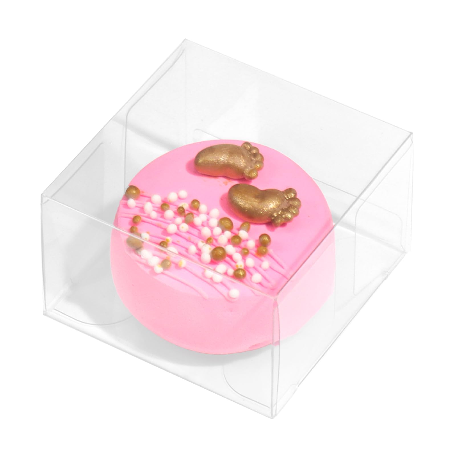 ROSPAKTEK 50Pcs 2.17x2.17x1.38 Inch Single Chocolate Covered Ore Boxes Macaron Boxes Brownie Boxes Treat Boxes Candy Boxes Small Gift Boxes for wedding Bridal Shower Birthday Party Favors