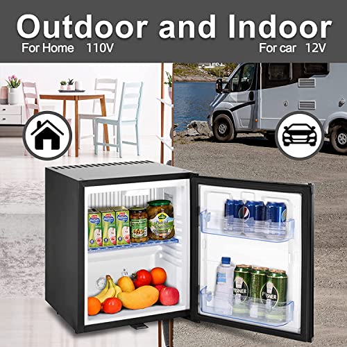 Smad Mini Fridge with Lock Compact Refrigerator for Bedroom Dorm Office No Noise,12V/110V,1.0 Cubic Feet, Black