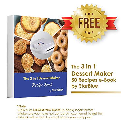 Mini-Donuts Maker, Mini-Pie and Quiche Maker, Taiyaki Maker β NEW 3 in 1 Three Slices Detachable Dessert Maker by StarBlue β White AC 110-120V 50/60Hz 700-800W