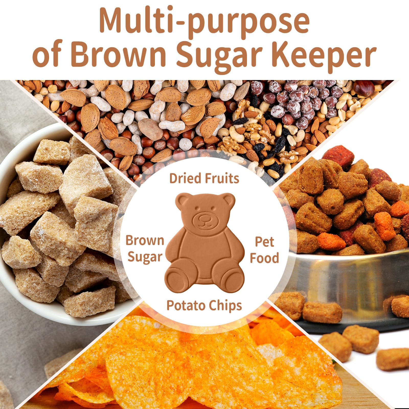 Sasylvia 8 Pcs Brown Sugar Keeper Terracotta Brown Sugar Saver Clay Rabbit Pineapple Owl Fish Bear Squirrel Leaf Softener for Food Storage Containers Keeping Soft and Dry