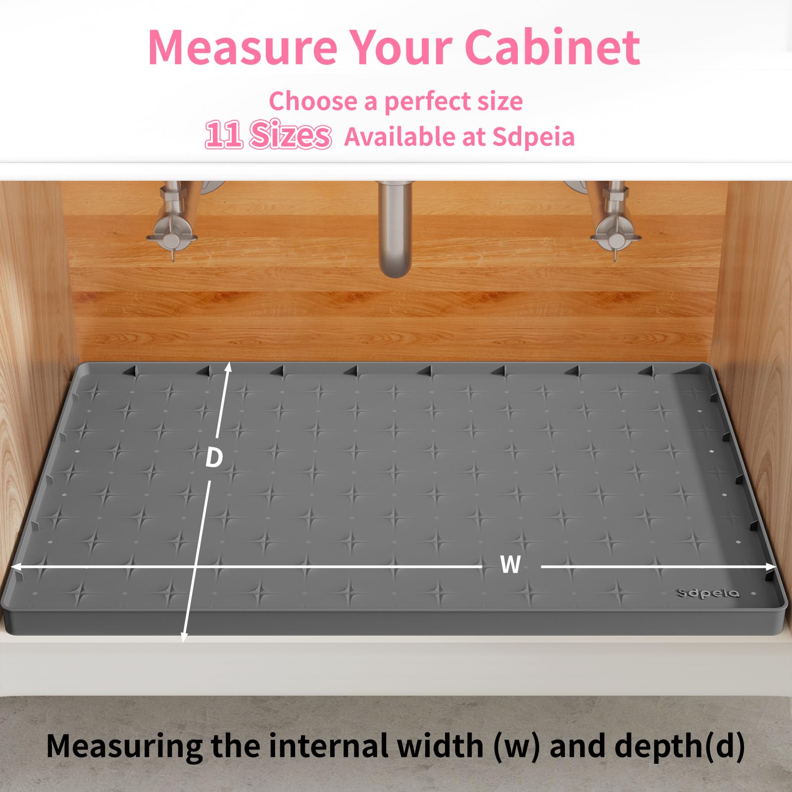 Sdpeia Under Sink Mat for [22" x 22"] Cabinet, Upgraded Silicone Waterproof Mat Kitchen Cabinet Liner Cabinet Protector Kitchen Organizers and Storage