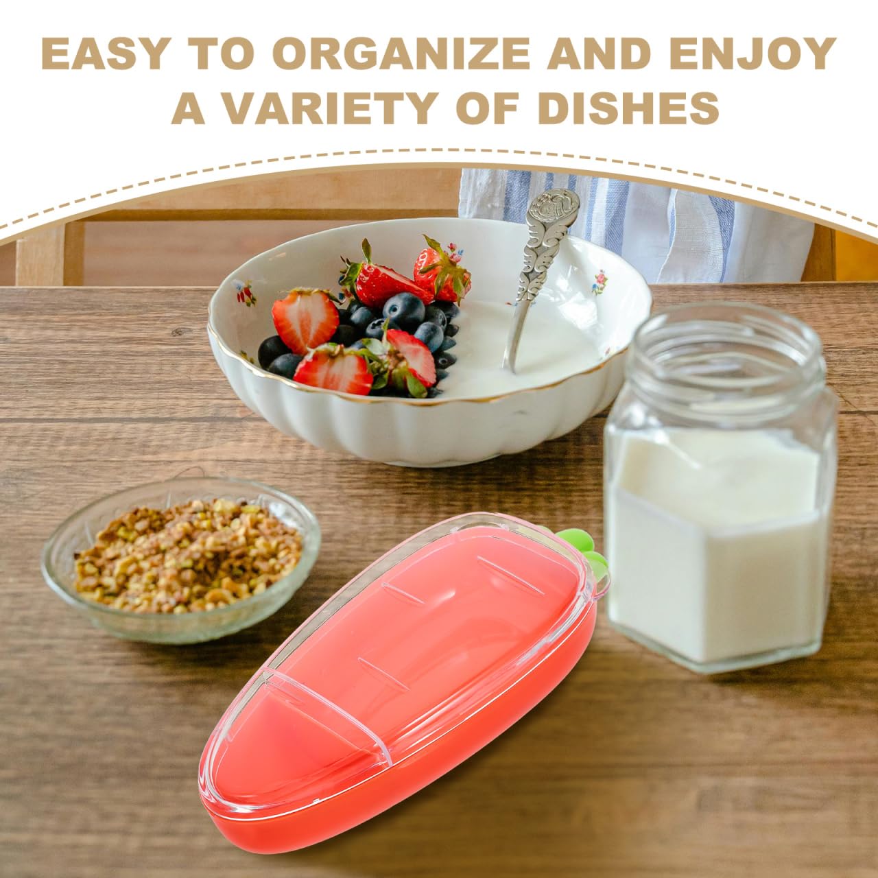 Luxshiny Snack Containers 2 Compartment Food Storage: Carrot Shaped Food Containers Divided Snack Boxes With Lid Snacks On The Go for Work and Travel Orange