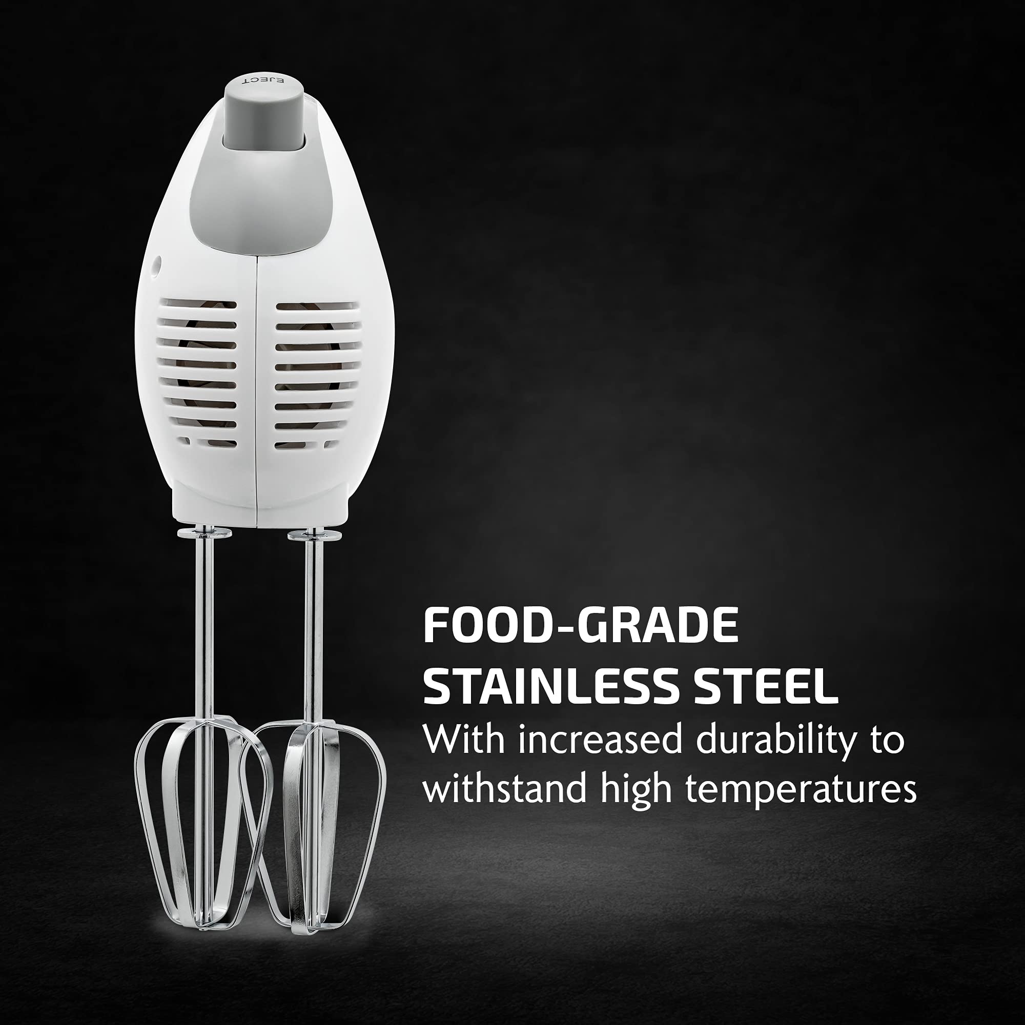 Ovente Portable 5 Speed Mixing Electric Hand Mixer with Stainless Steel Whisk Beater Attachments & Snap Storage Case, Compact Lightweight 150 Watt Powerful Blender for Baking & Cooking, White HM151W