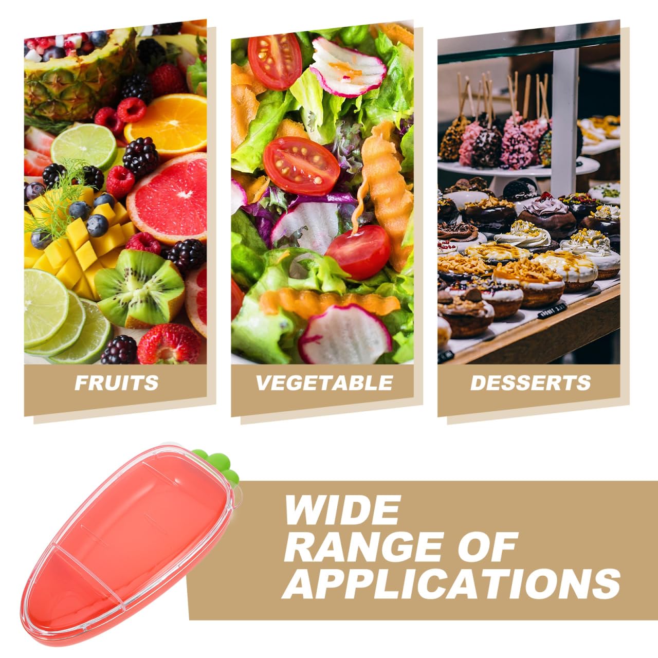 Luxshiny Snack Containers 2 Compartment Food Storage: Carrot Shaped Food Containers Divided Snack Boxes With Lid Snacks On The Go for Work and Travel Orange