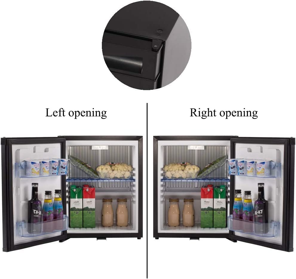Smad Mini Fridge with Lock Compact Refrigerator for Bedroom Dorm Office No Noise,12V/110V,1.0 Cubic Feet, Black