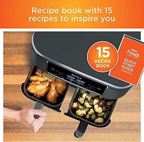 Ninja DZ100 Foodi 4-in-1, 8-qt, 2-Basket Air Fryer with DualZone Technology, Renewed, DZ201, Ninja DZ201-- 8-Quart